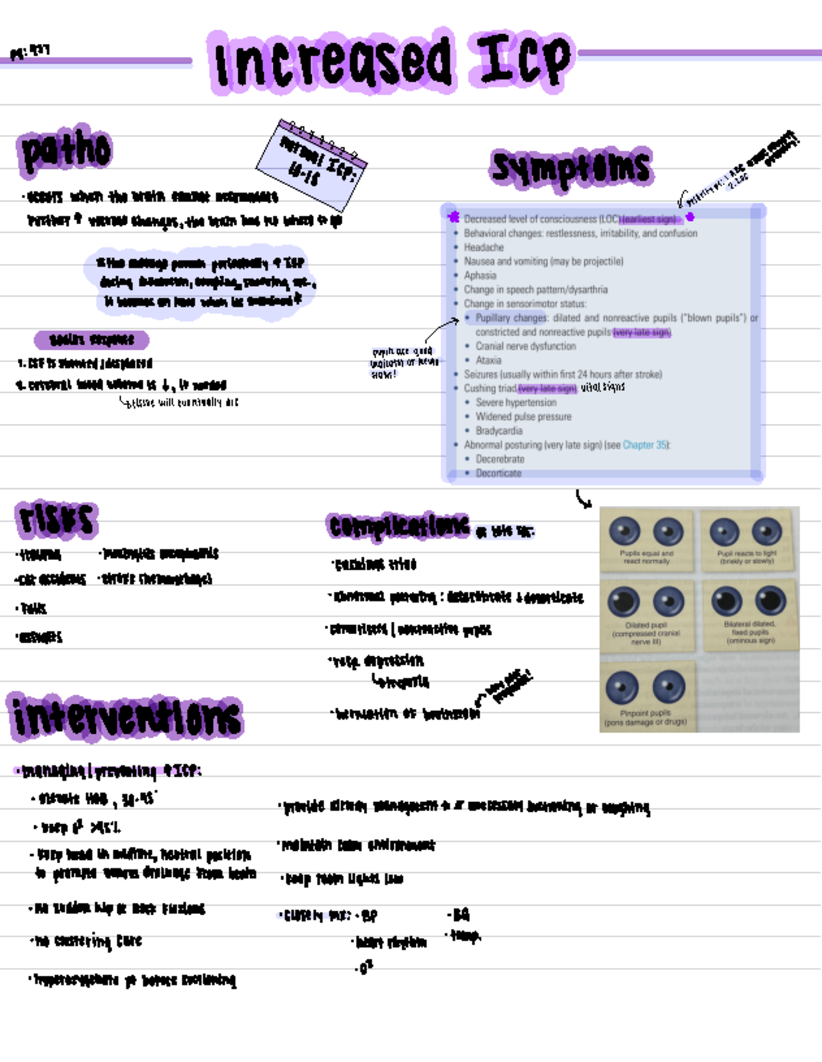 Exam3 - Study Guide - pg : 957 ####### Increased ICP patho normali ...