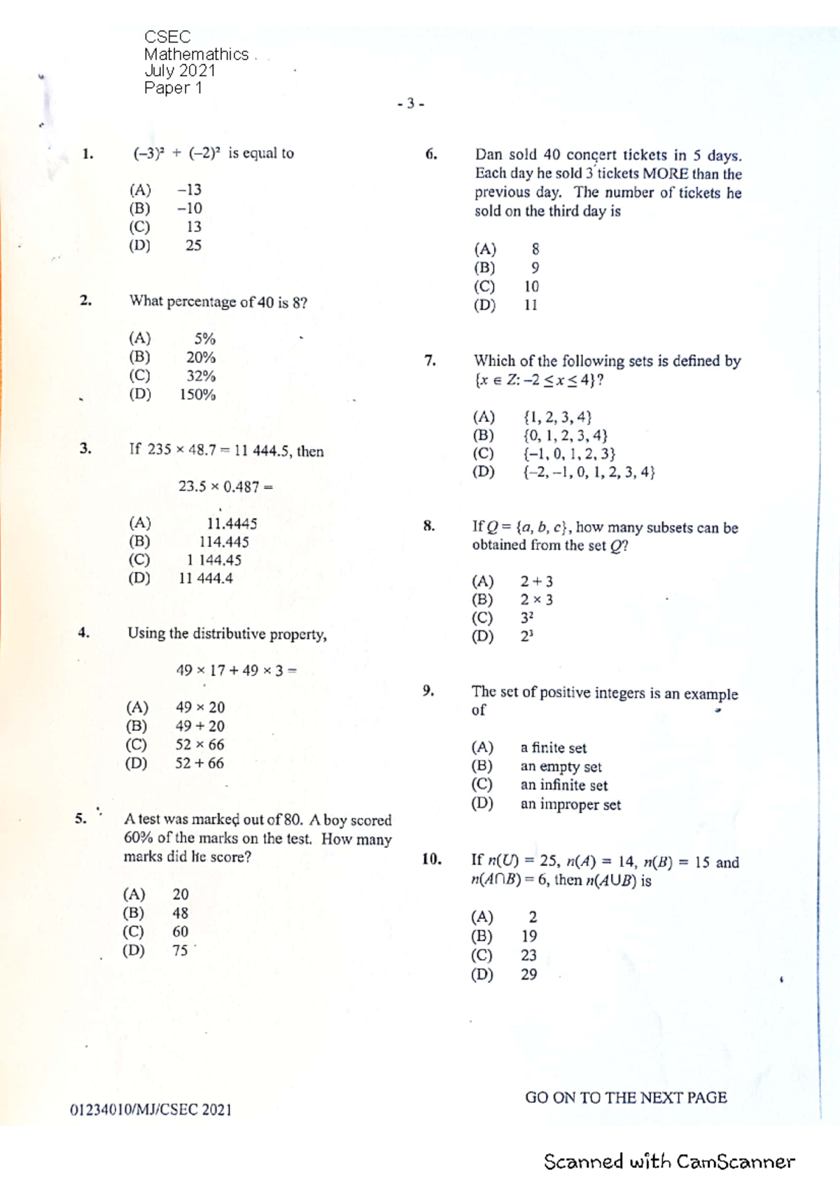 CSEC Mathematics June 2021 Paper 1 - Complete Solutions - Studocu