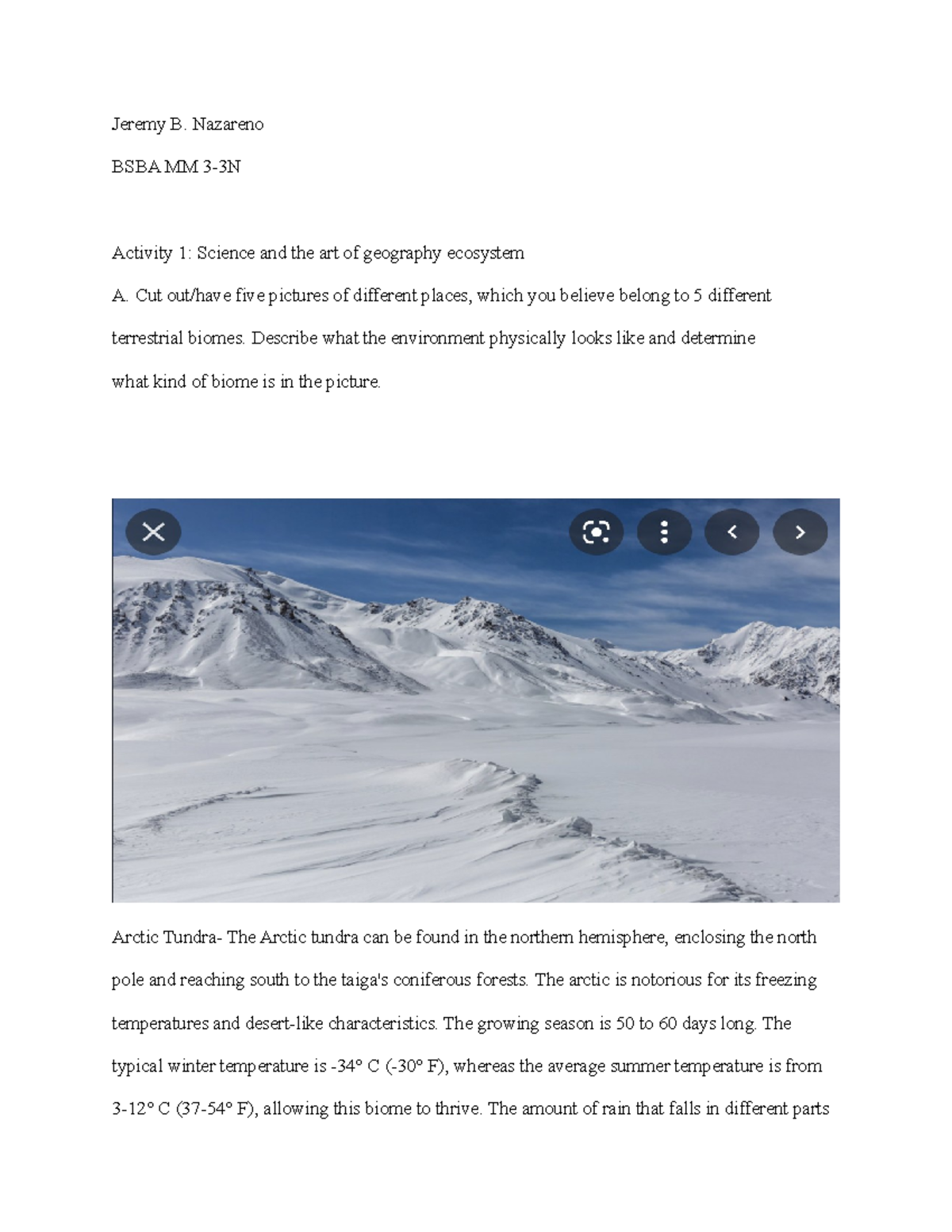 Activity 1: Science and the art of geography ecosystem - Jeremy B ...