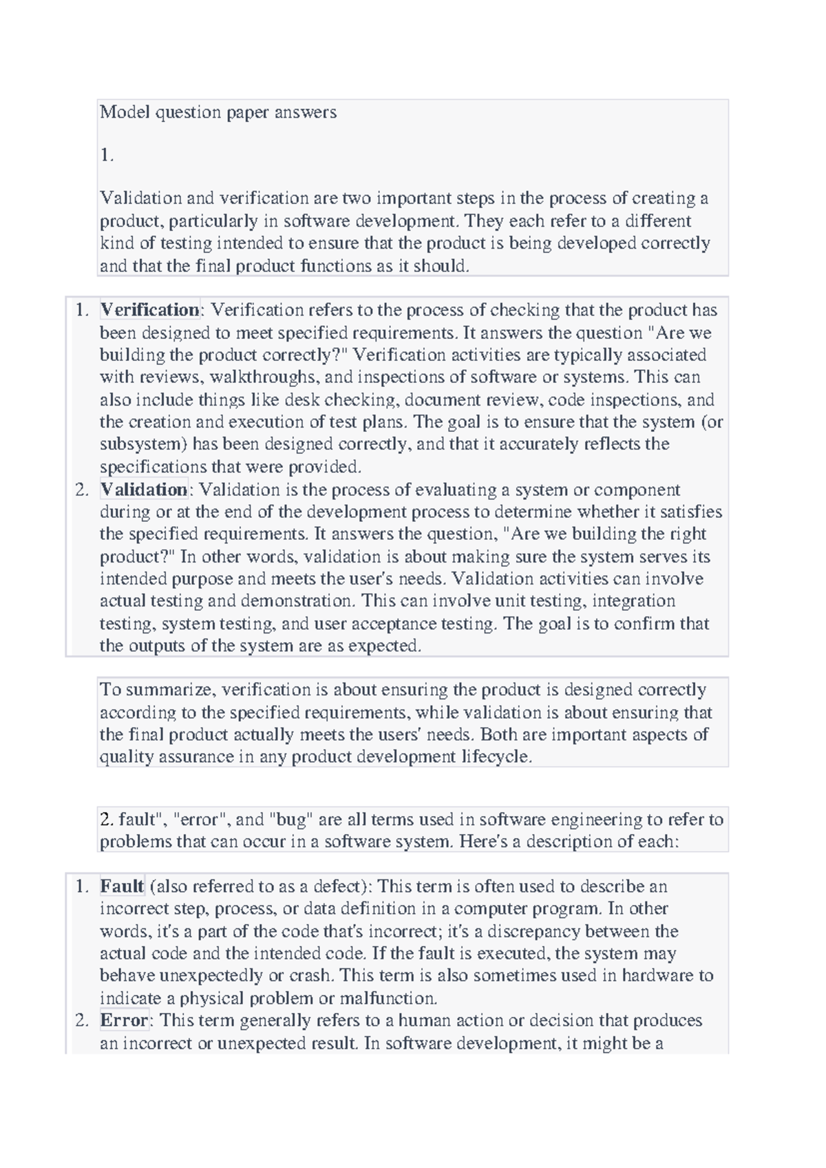 Model Question Paper Answers - Software Testing Concepts (CS101) - Studocu