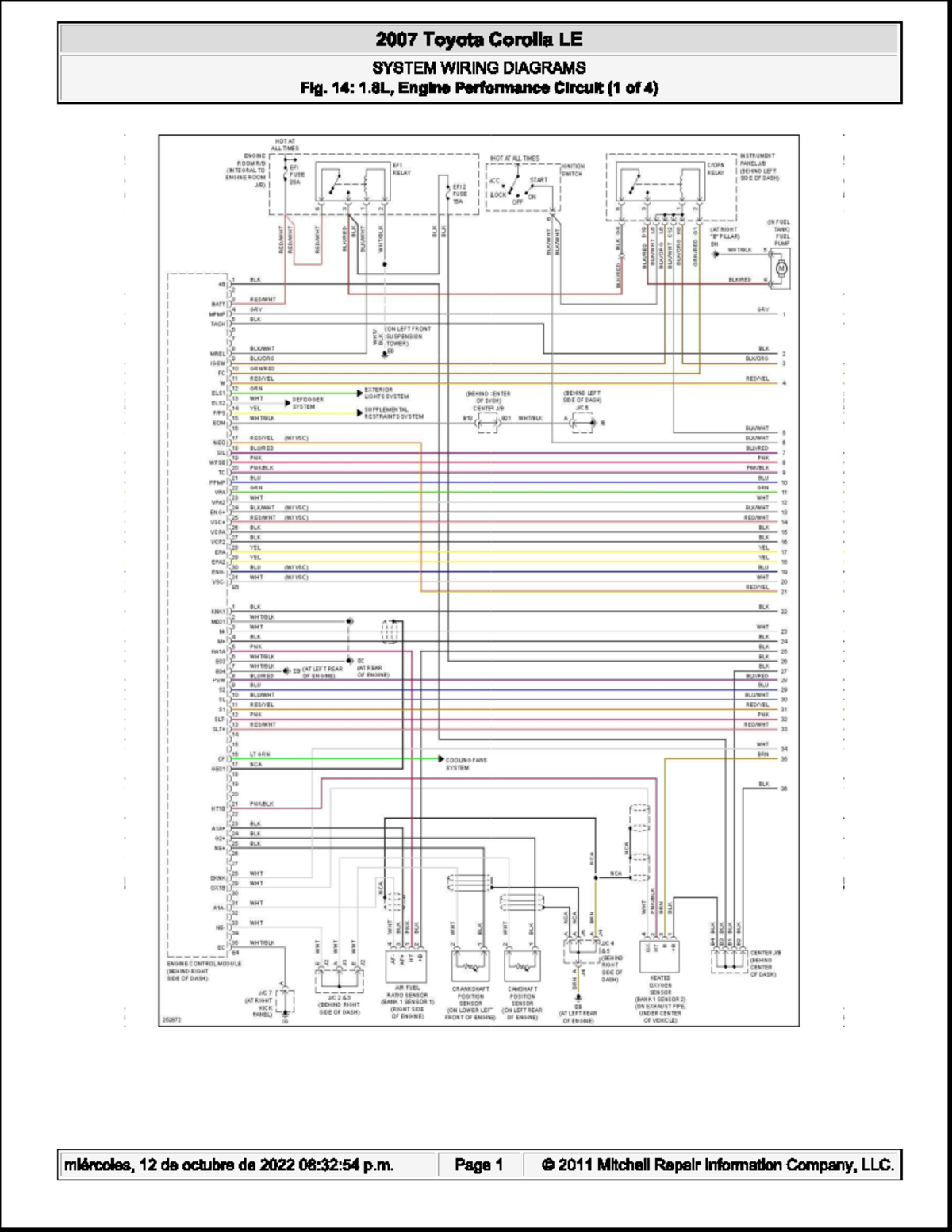 2007 Toyota Corolla LE Wiring Diagrams (1.8L Engine) - Studocu