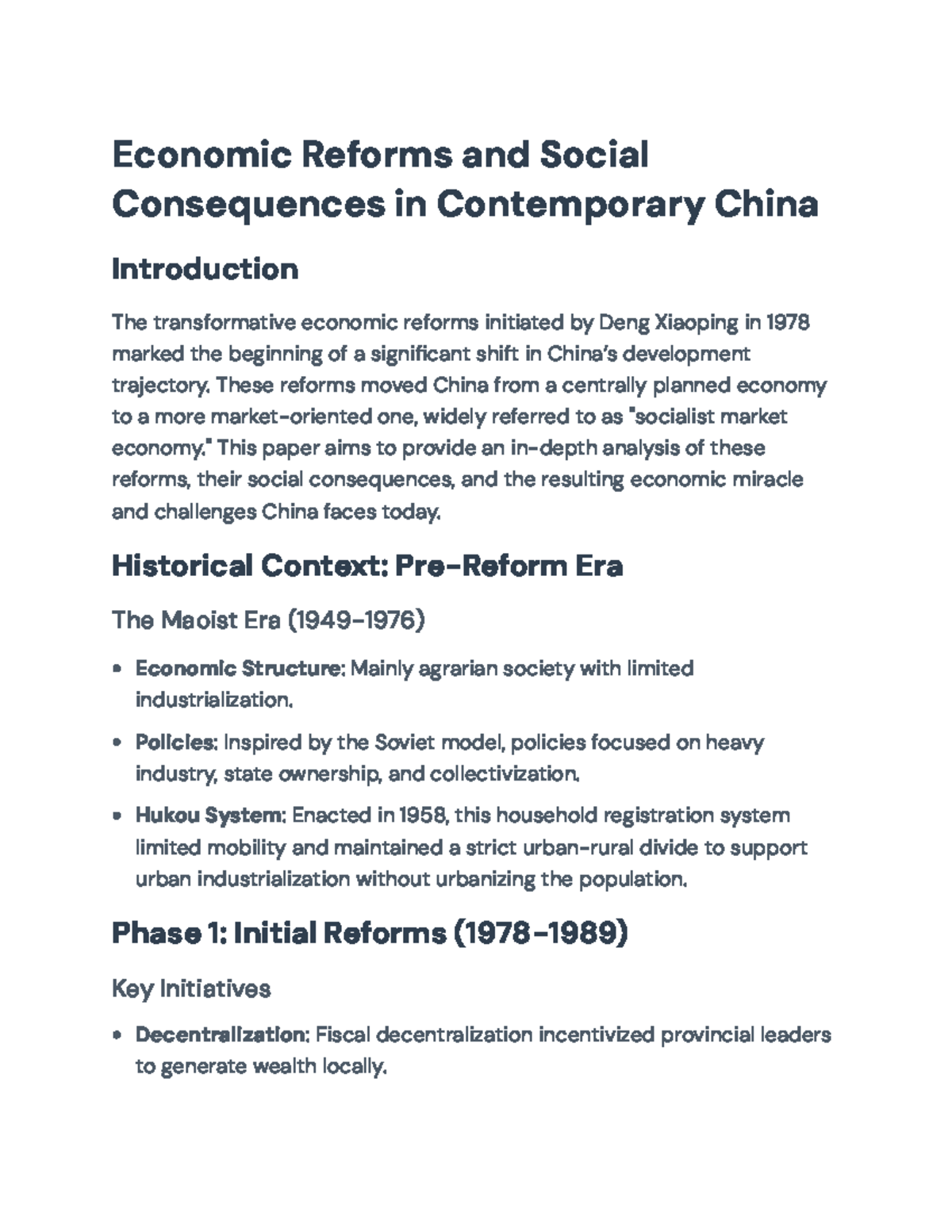 Economic Reforms and Social Impacts in Contemporary China: An Analysis ...