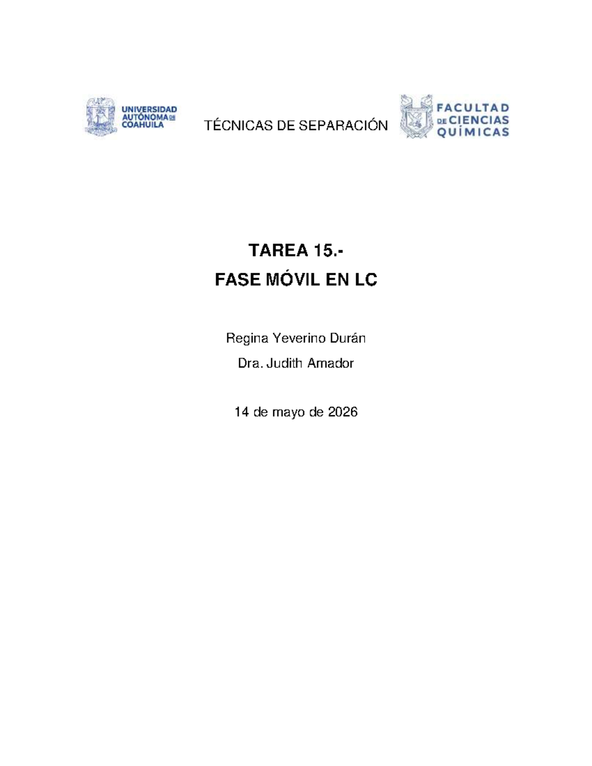 Técnicas de Separación: Tarea 15 - Fase Móvil en LC - Studocu