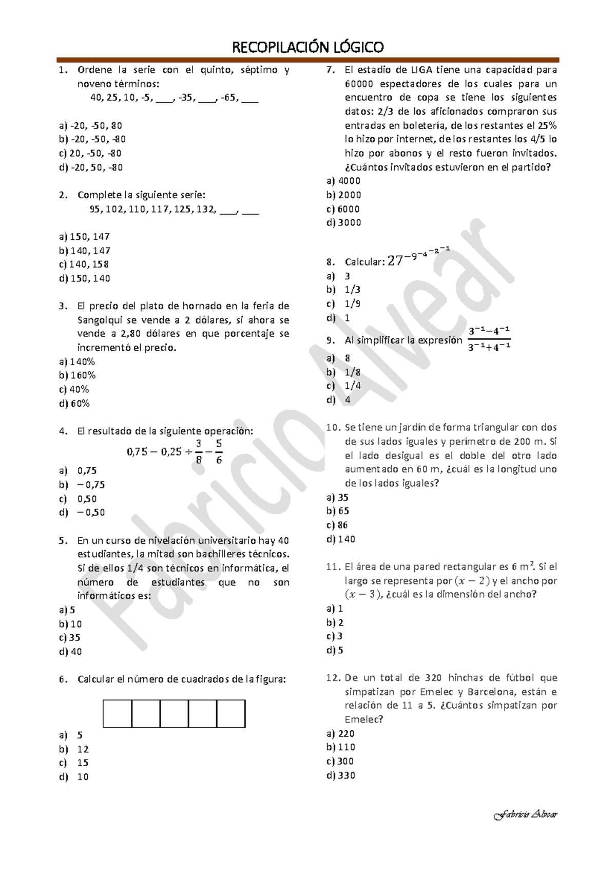 Ejercicios Logico - asdasdas - Ordene la serie con el quinto, sÈptimo y ...