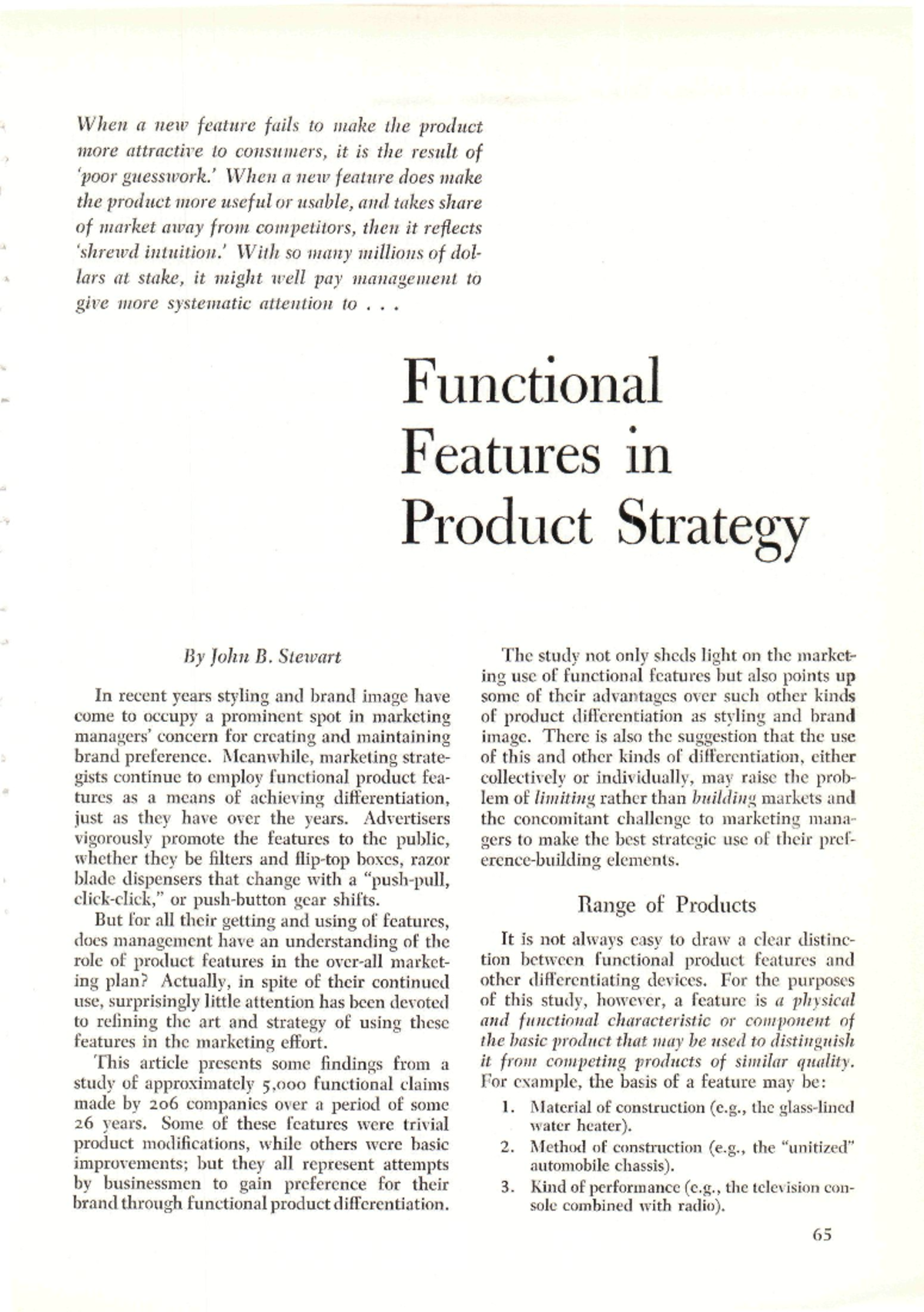 Functional Features in Product Strategy: Insights and Analysis - Studocu