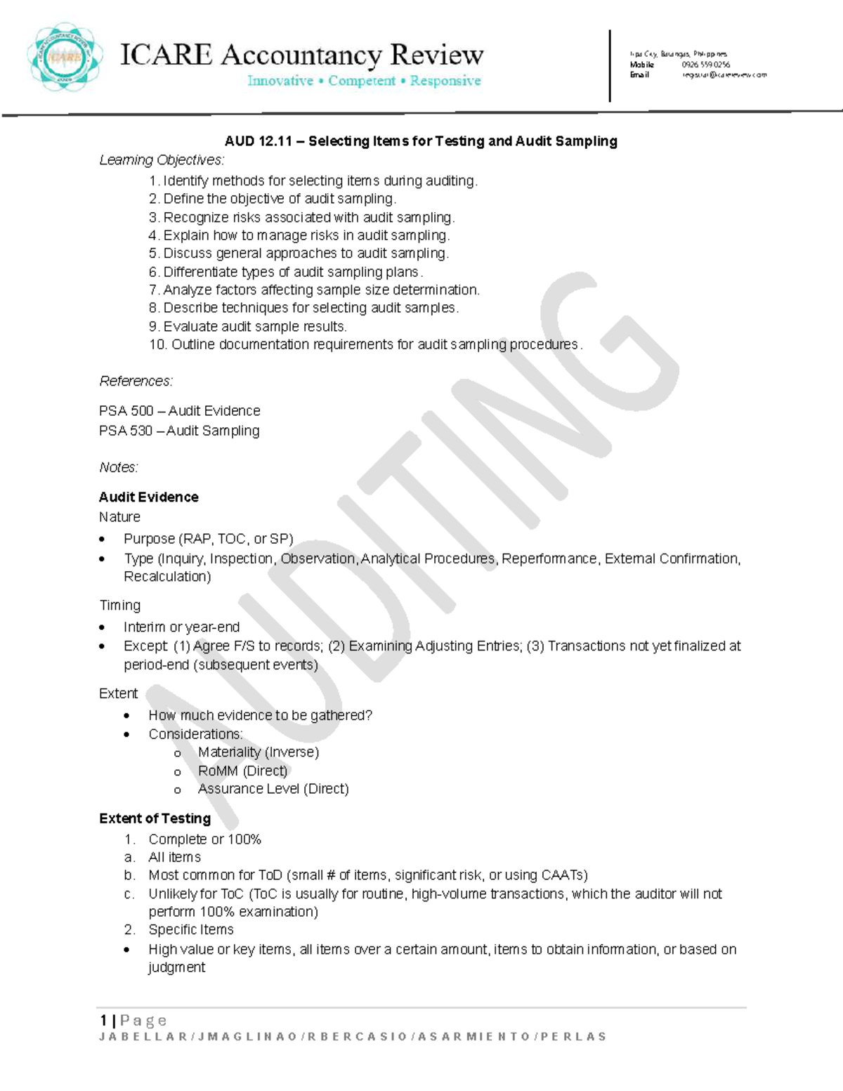 AUD 12.11 - Comprehensive Guide to Audit Sampling Techniques - Studocu