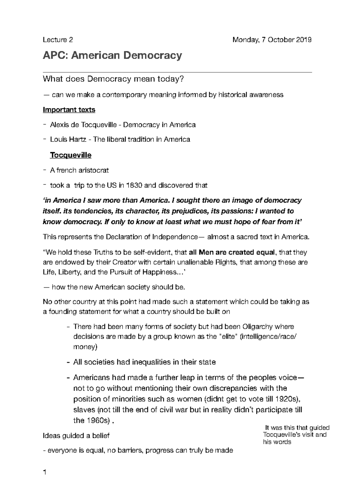 American Democracy - Lecture materials - APC: American Democracy What ...