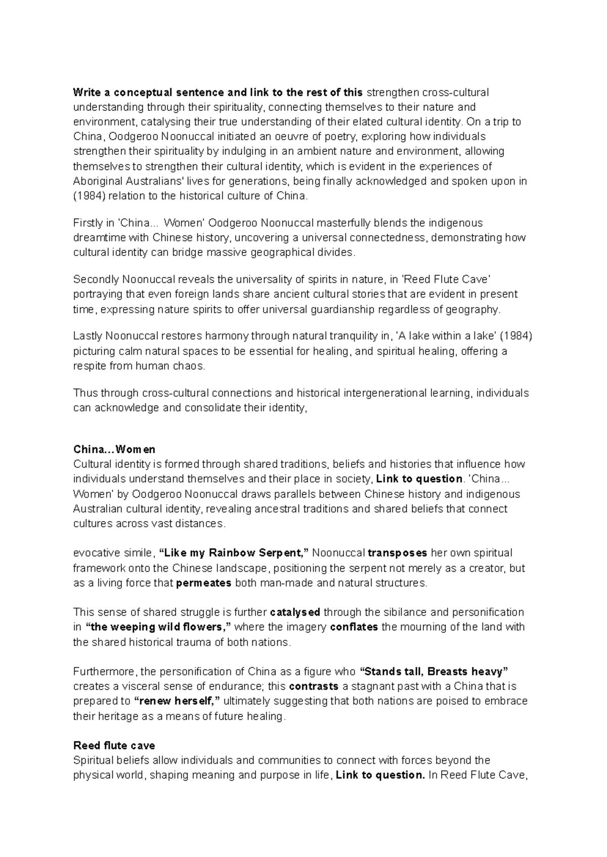 Oodgeroo Noonuccal: Cultural Identity & Nature in Poetry (1984) - Studocu