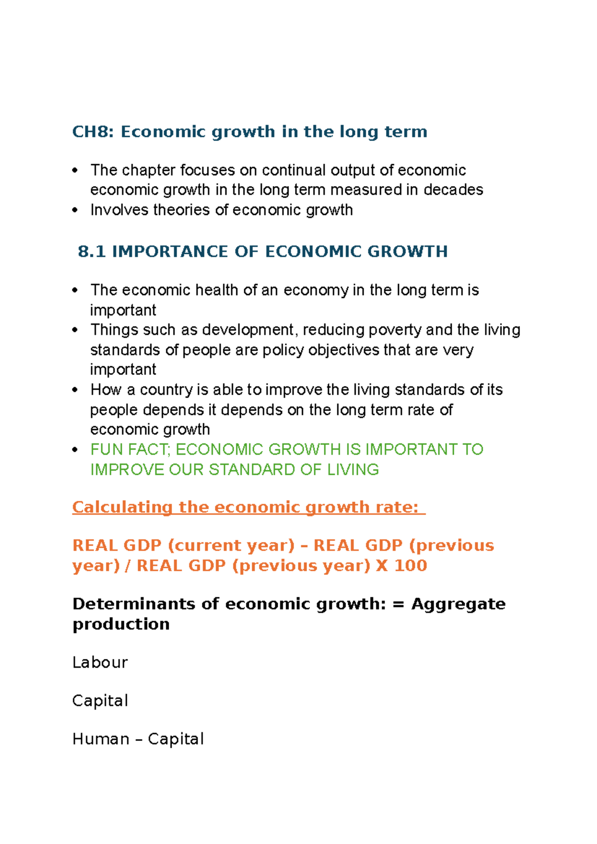 Chapter 8: Long-Term Economic Growth and Its Impacts on Living ...