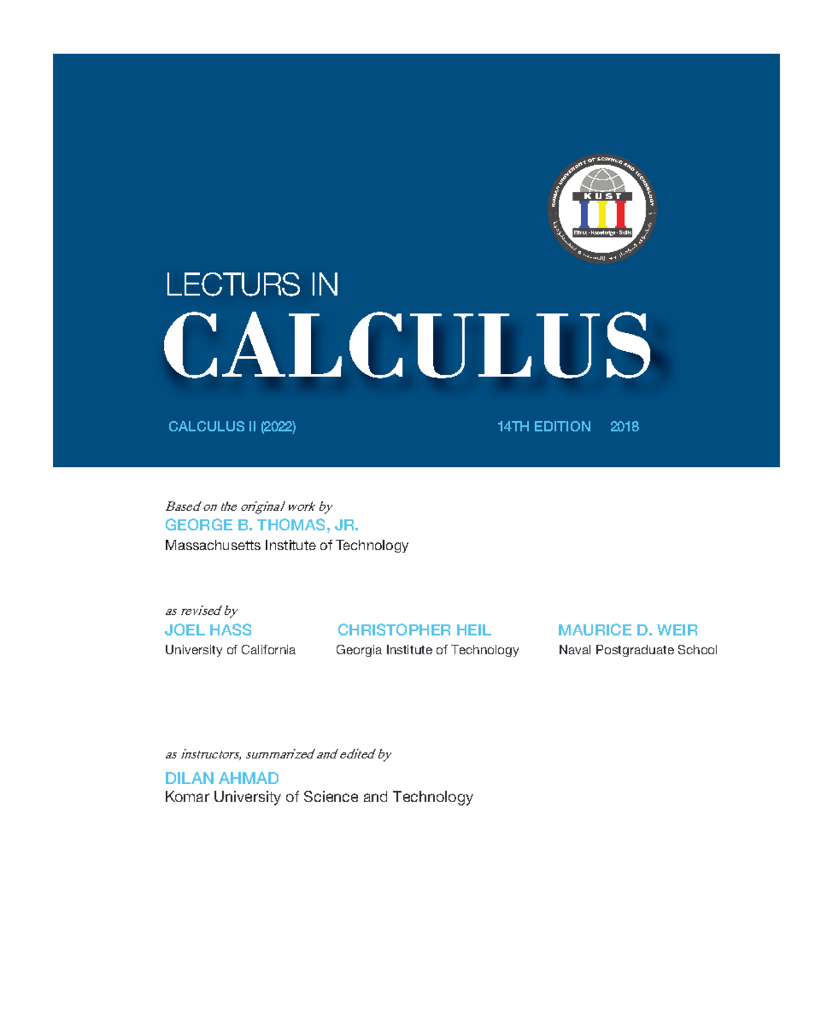 Cal II Chapter 8 - this is calculus book by thomas but teached edited a ...