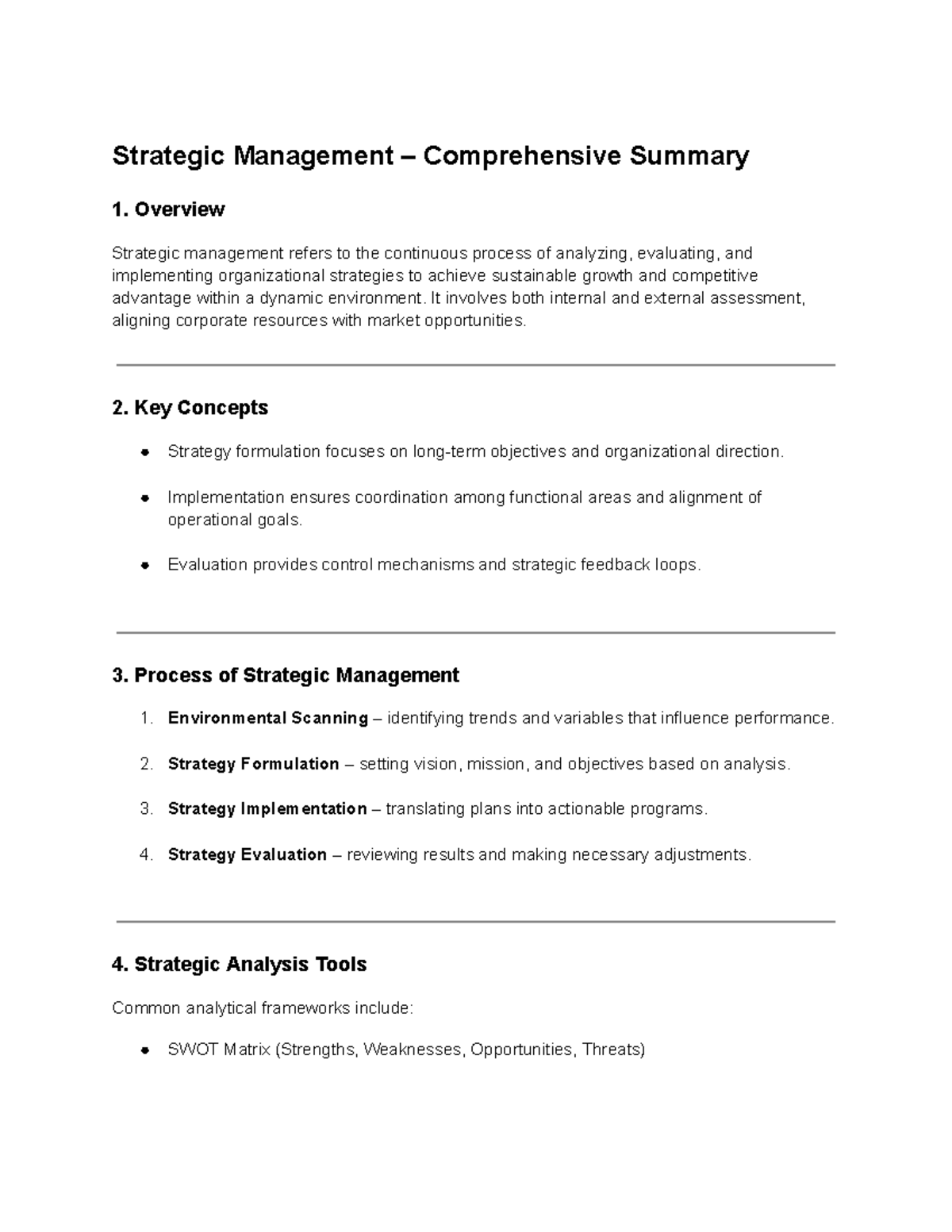 Strategic Management (SM 101) – Comprehensive Summary Guide - Studocu