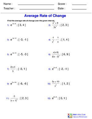 Calc diff Rule avg Rate 1 - Find the average rate of change over the ...
