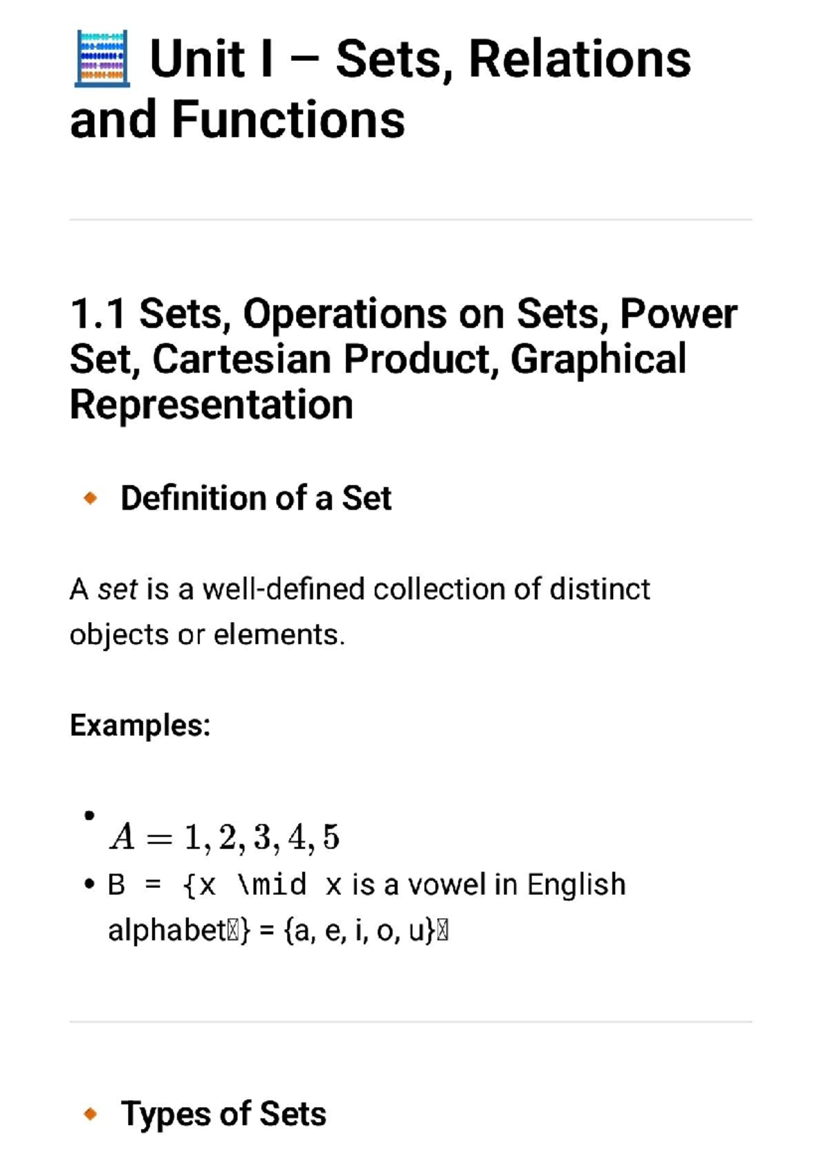 FY BSC MATH 1: Sets, Relations, Functions & Linear Equations Notes ...