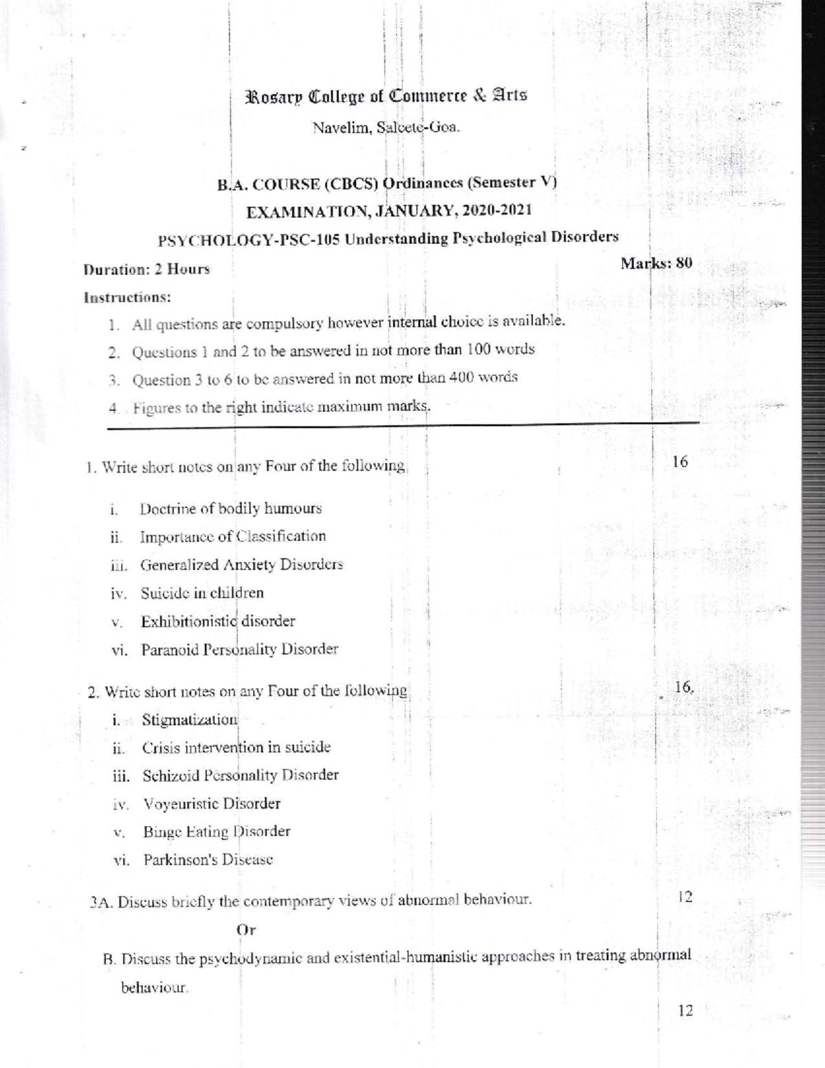 PSY - Understanding Psychological Disorders: Exam Notes - Studocu