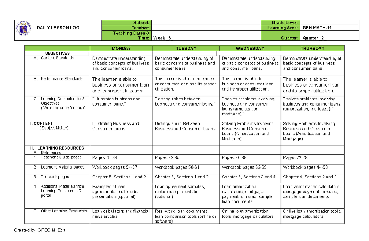 GEN.MATH-11 - Sample Lesson for General Mathematics 11 - DAILY LESSON ...