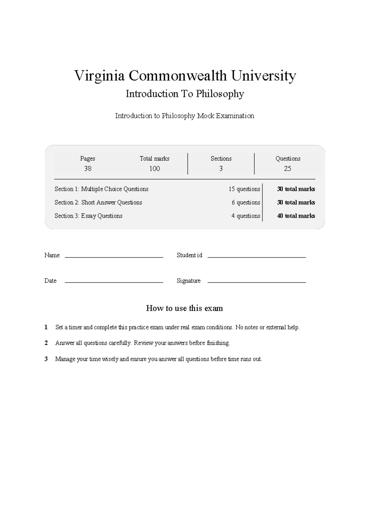 PHIL 101 Introduction to Philosophy Mock Exam - Practice 2026 - Studocu