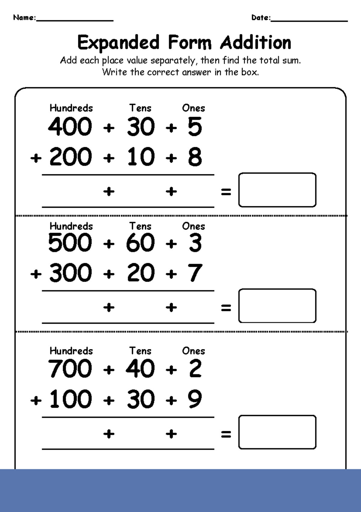 Expanded Form Addition - 2nd Grade Math Worksheet - Studocu