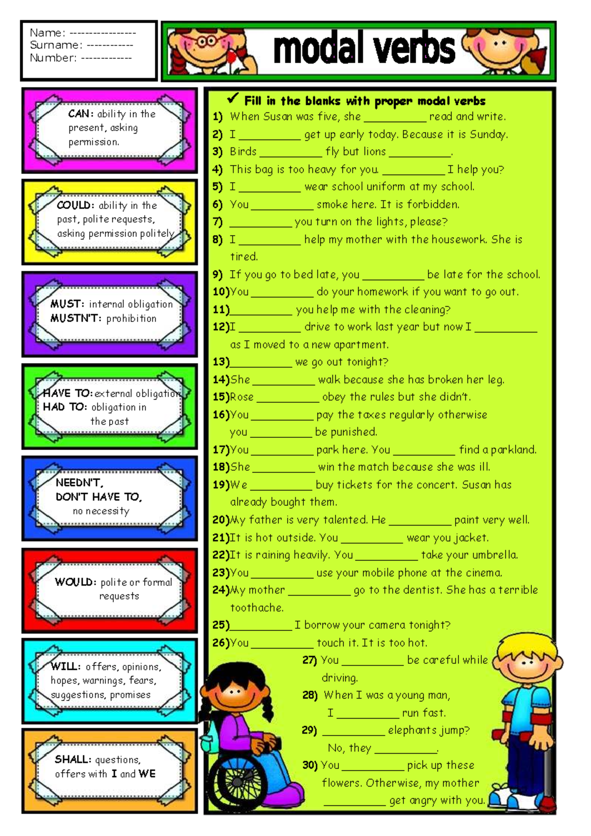 20275 Modal Verbs: Fill in the Blanks Exercise - Studocu