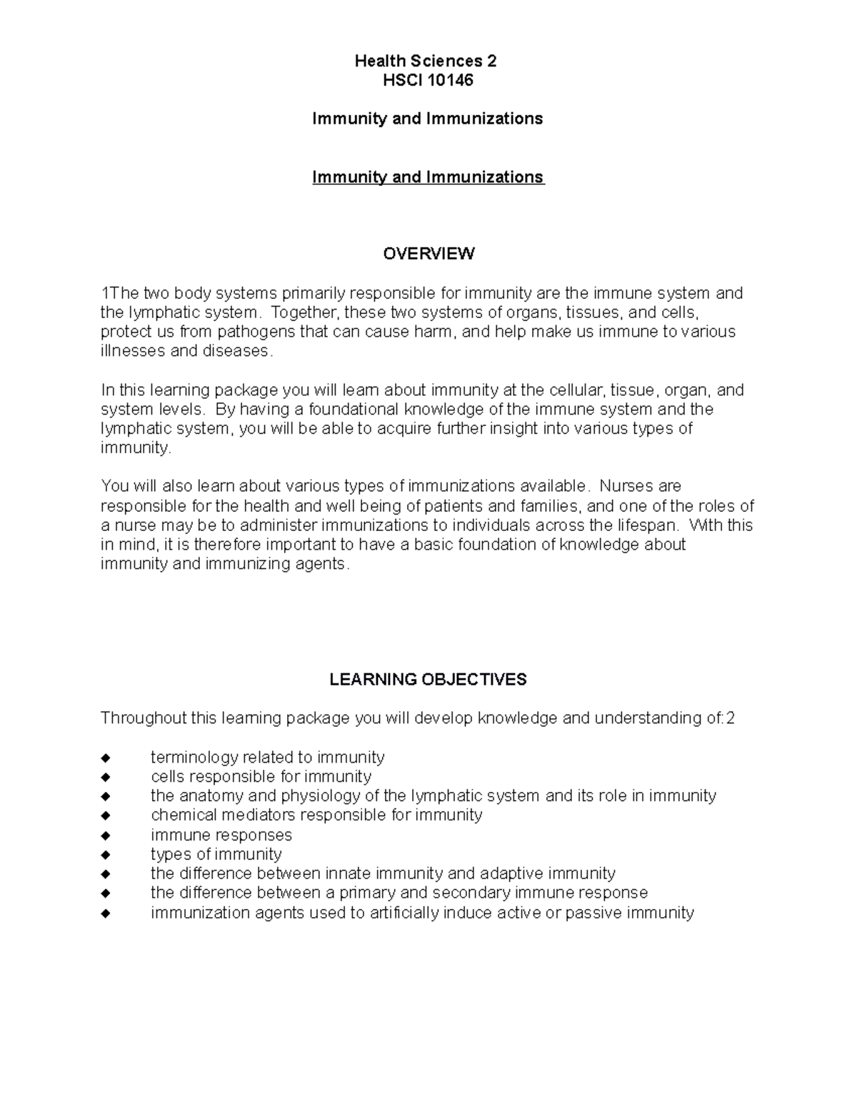 Immunity-and-Immunization - HSCI 10146 Immunity and Immunizations ...