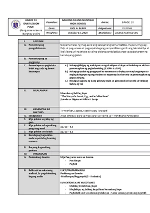 DLP for COT fil 7 - filipino - GRADE 7 DAILY LESSON PLAN (Pang-araw ...