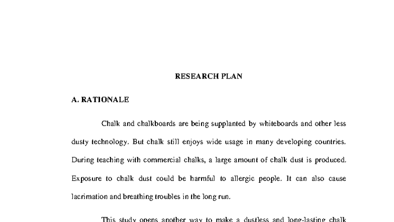 Research Plan: Developing Dustless Chalk from Cockle Shells - Studocu