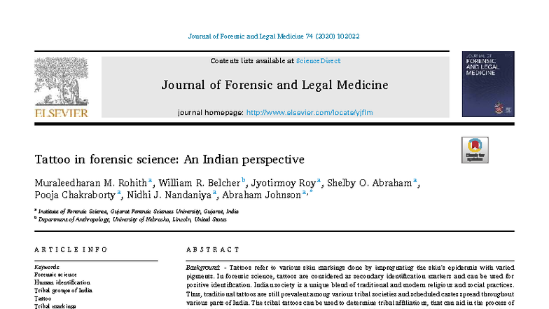 Tattoo Significance in Forensic Science: An Indian Perspective (ANT ...