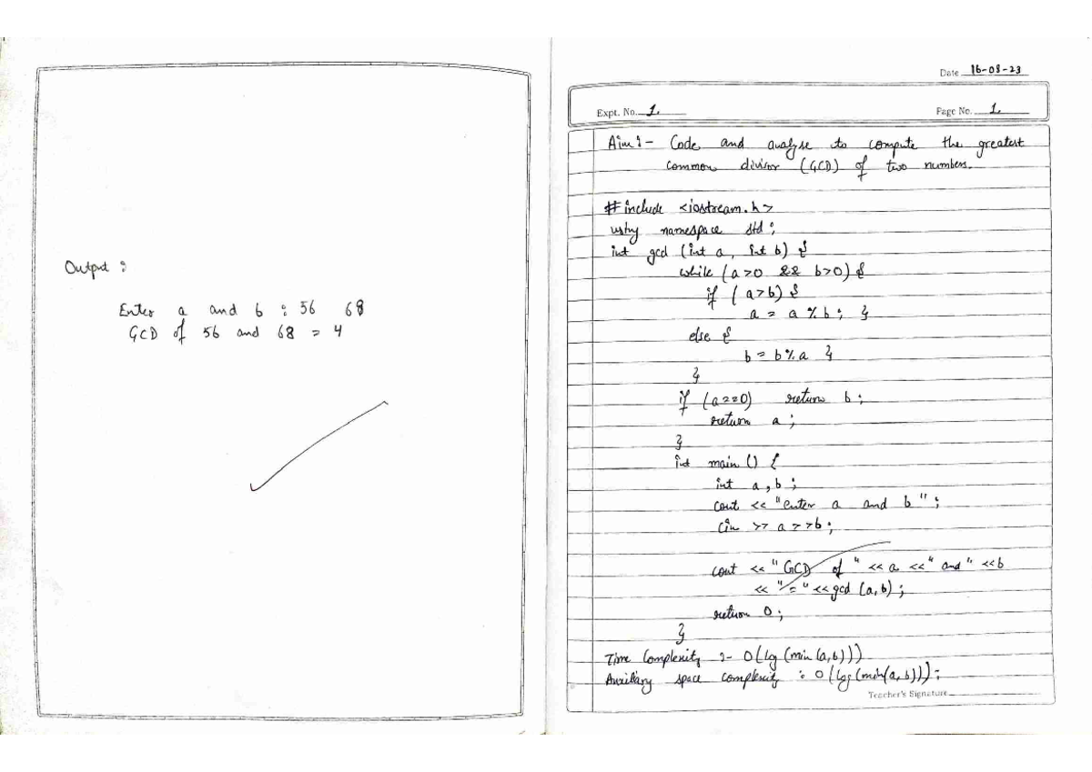 DAA Practical - Date Expt. No 1. Page No. 1, Code and analyse to ...