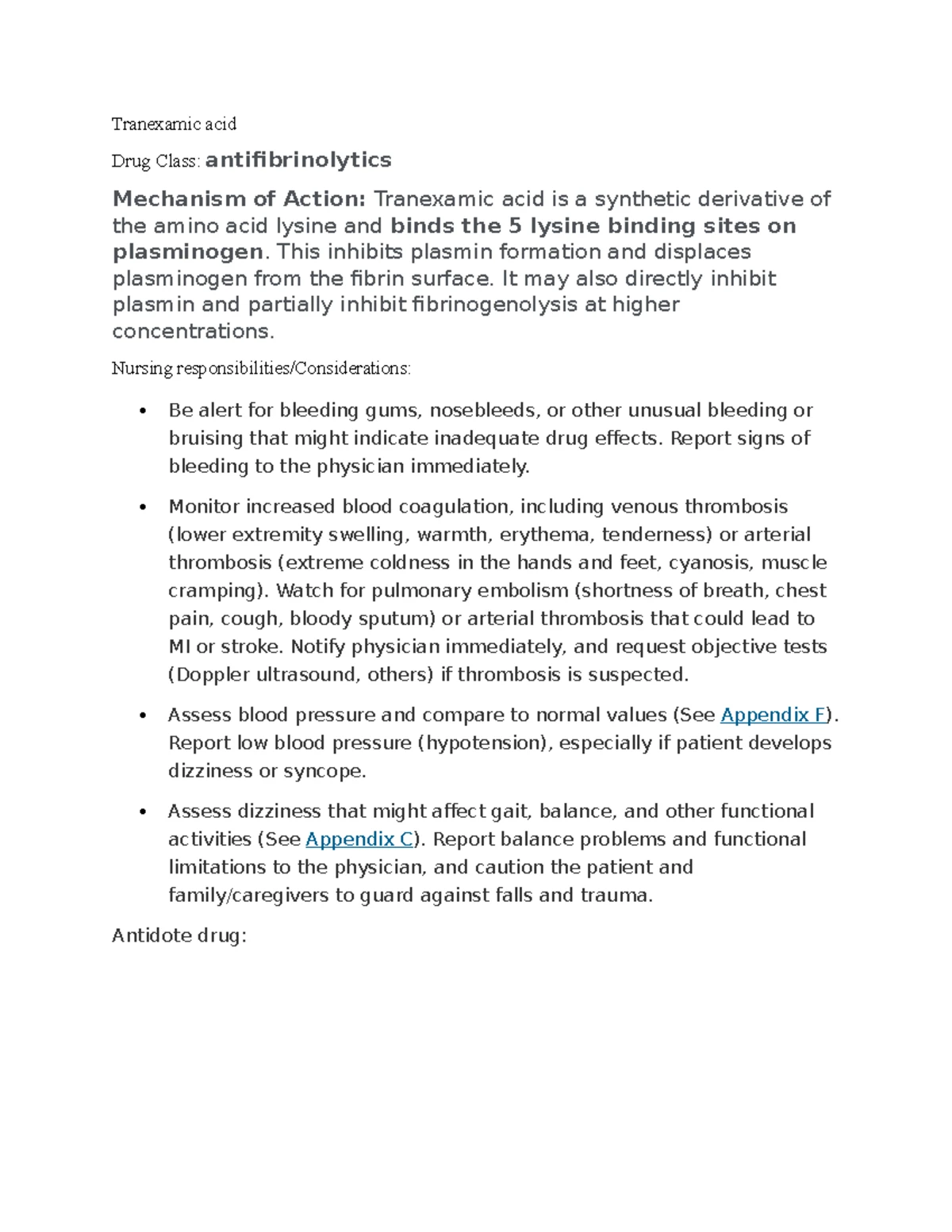 DRUG Study - DRUG NAME CLASSIFICATION MECHANISM OF ACTION INDICATION ...