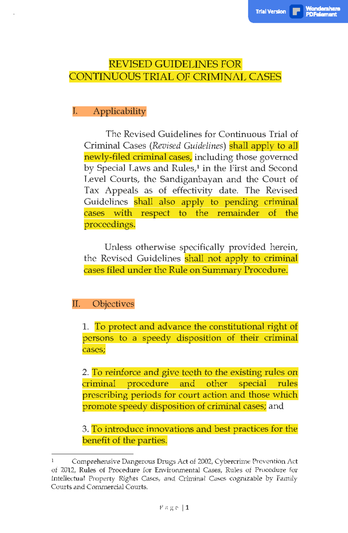 Revised Guidelines for Continuous Trial - Lecture Notes (Law 101) - Studocu