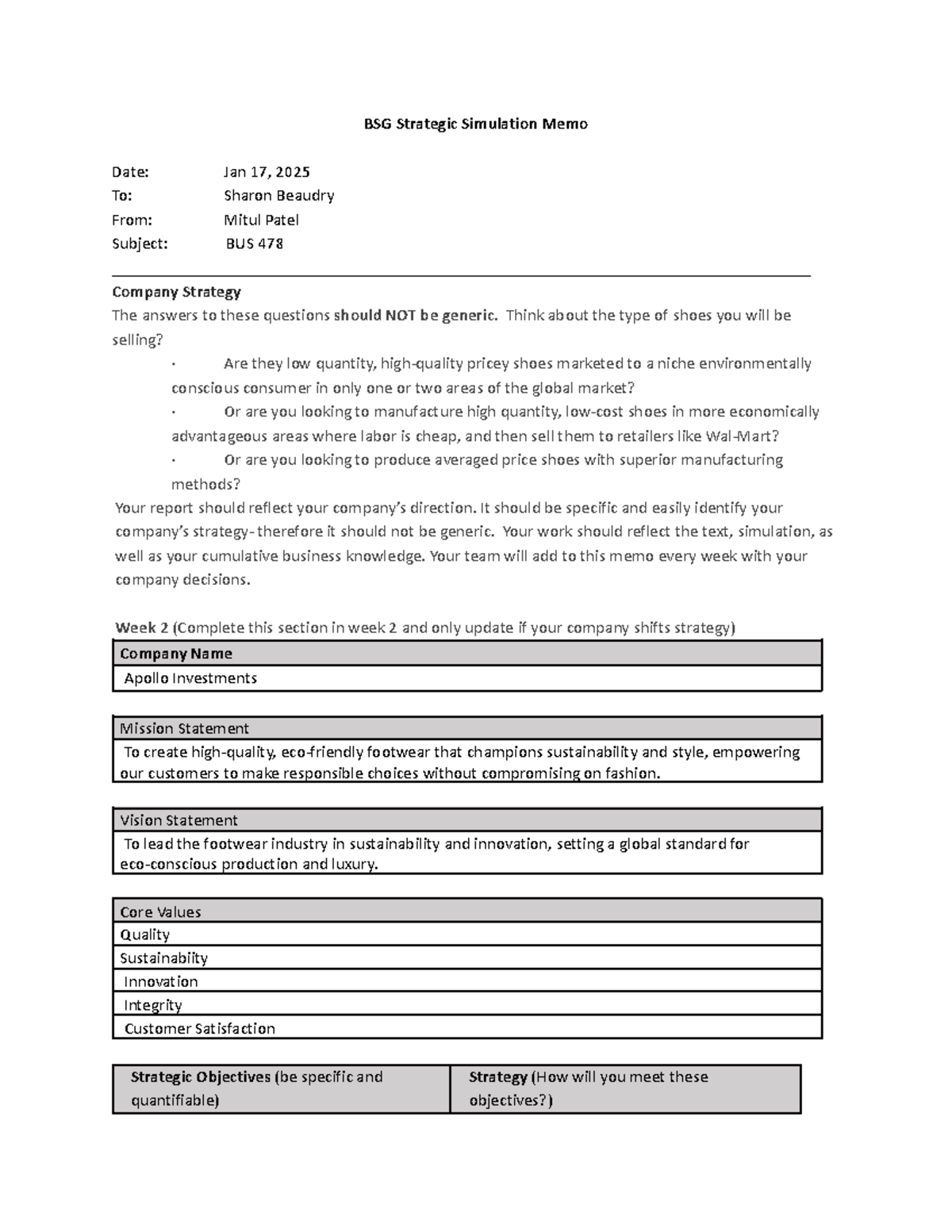 BSG Strategic Simulation Memo - BUS 478 Year 11 Analysis - Studocu