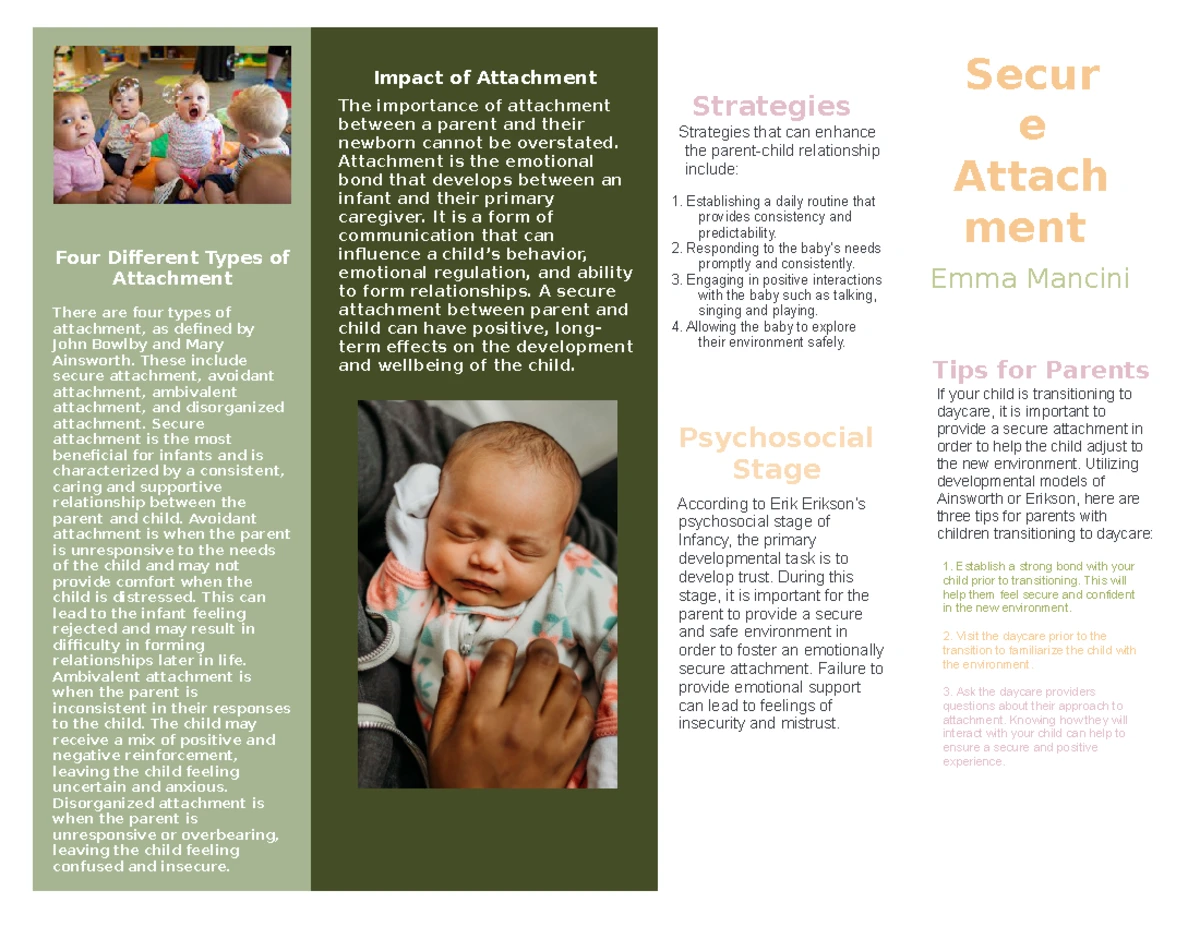 Secure Handout Brochure Assignment - Impact of Attachment Secure ...