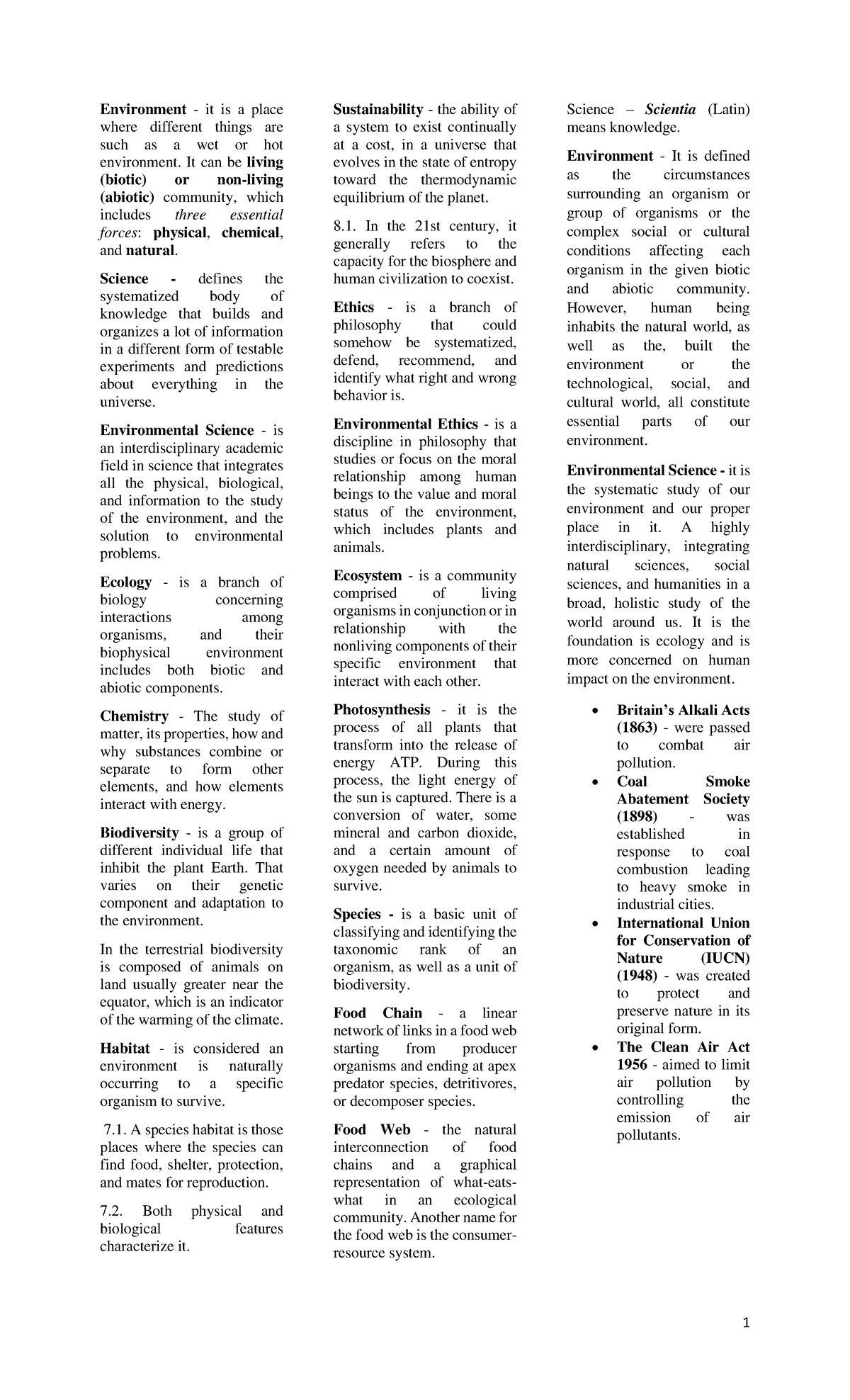 GE15 First Exam Reviewer - Environment - it is a place where different ...