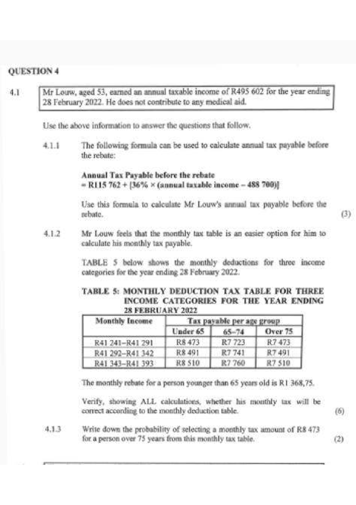 G12 maths lit finance - practice - QUESTION 4 4 Mr Louw, aged 53 ...