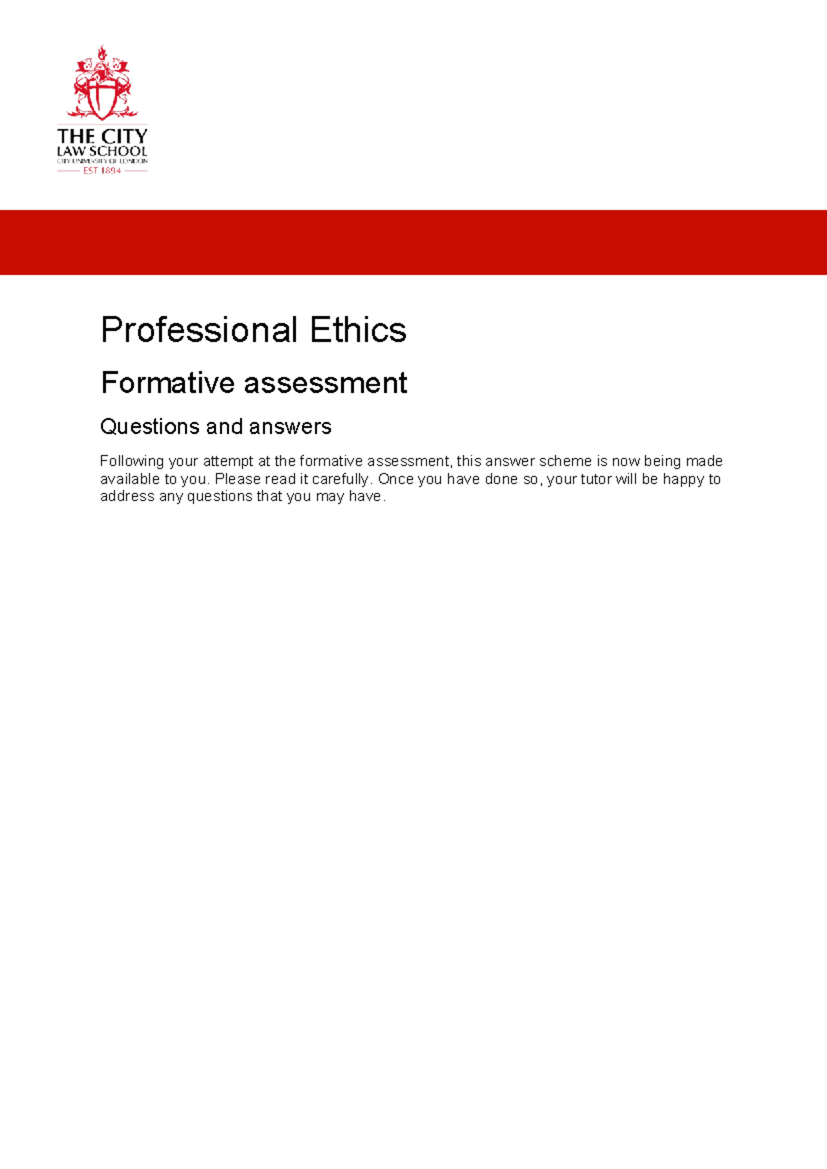 Formative assessment - Questions and answers - Professional Ethics ...
