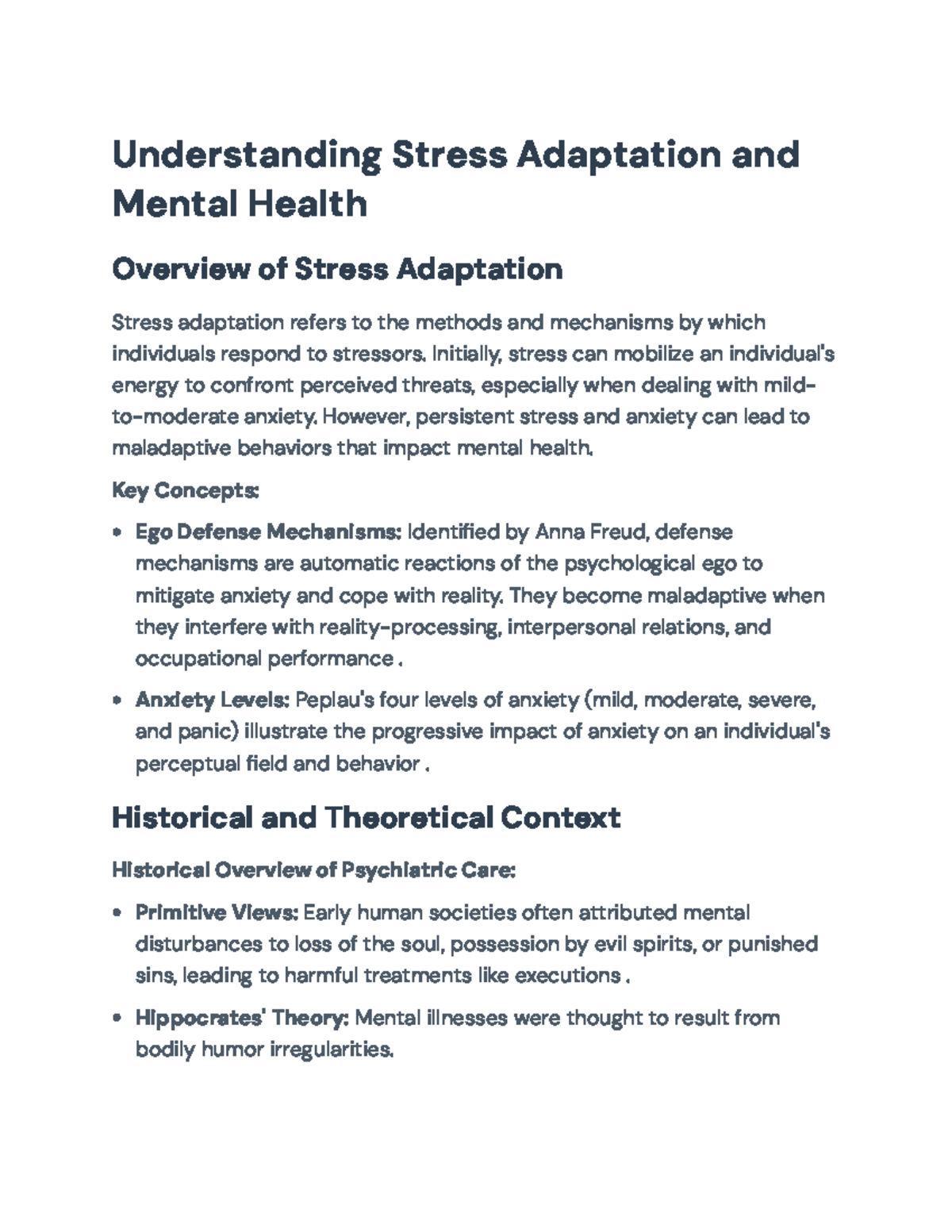 Understanding Stress Adaptation and Mental Health in PSY 101: Key ...