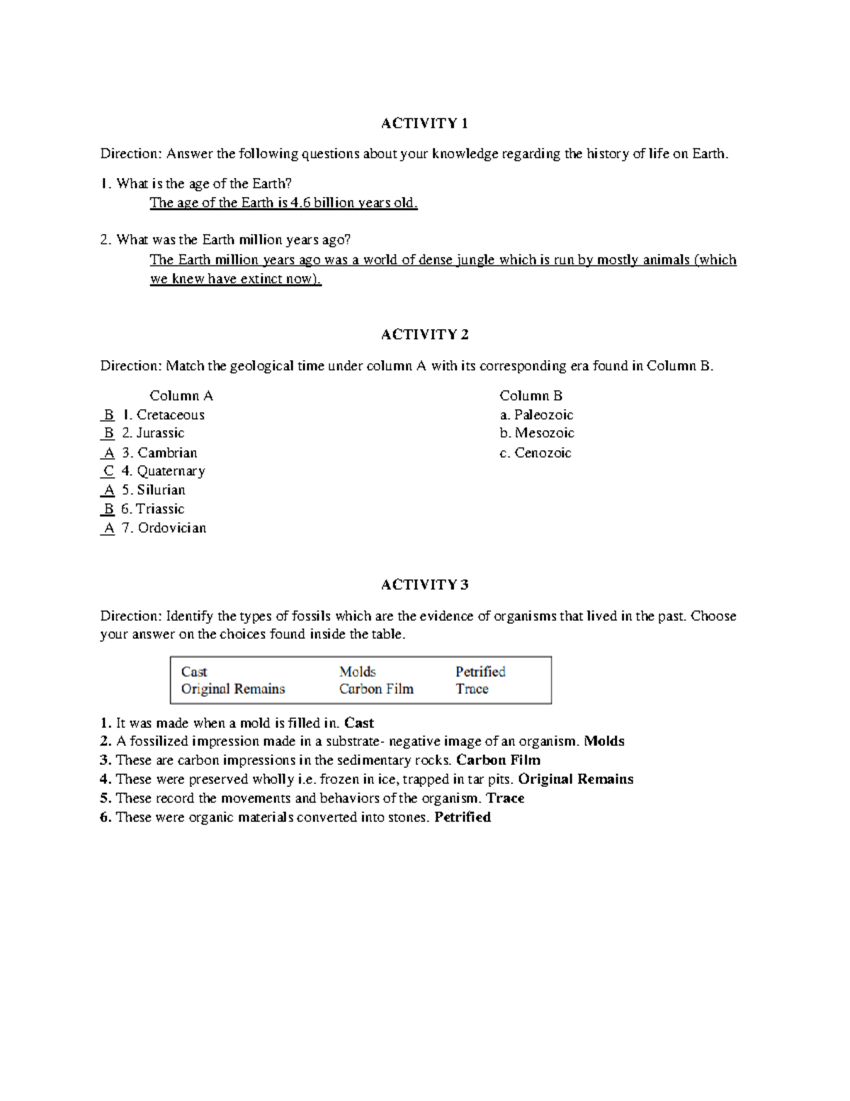 Evolutionary Processes and Fossilization: The History of Life on Earth ...