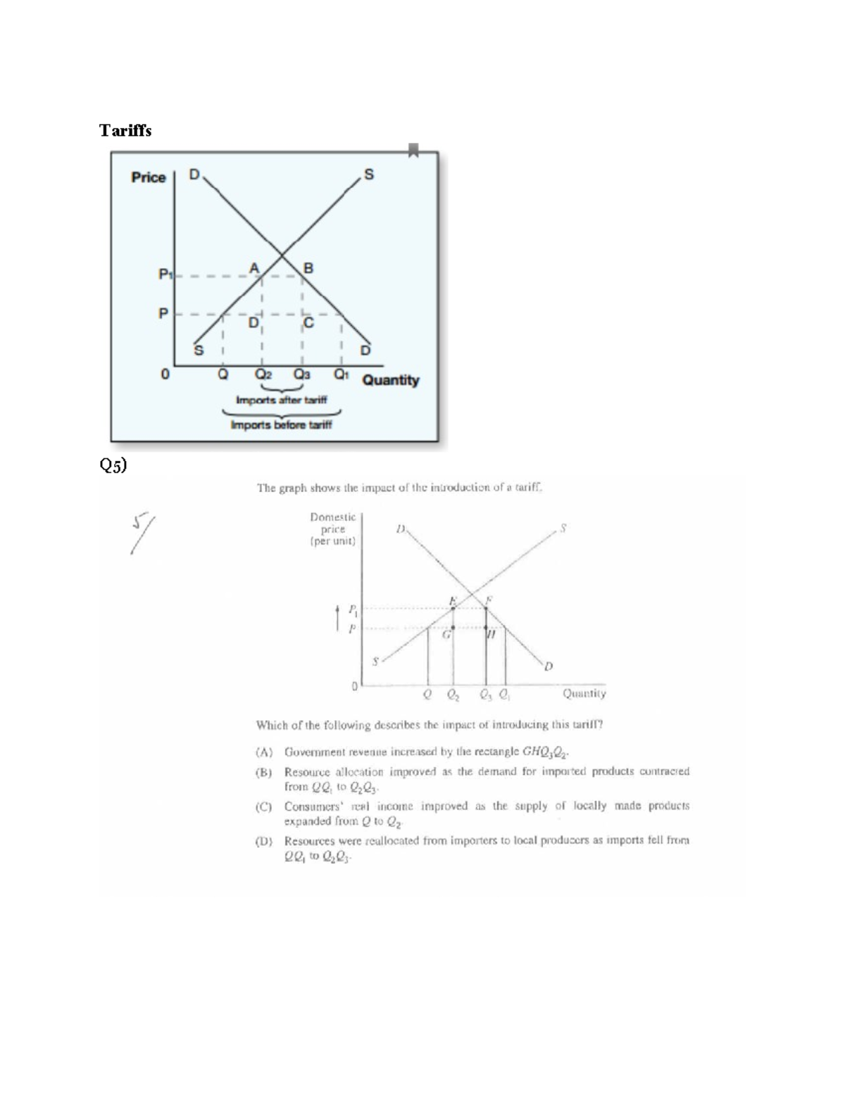 Yr 12 Eco Topic 1: Tariffs and Their Economic Impact MC Questions - Studocu