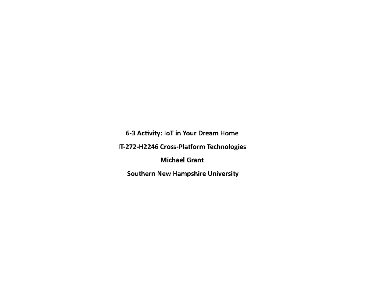 IT-272-H2246: IoT Innovations for Your Dream Home by Michael Grant ...