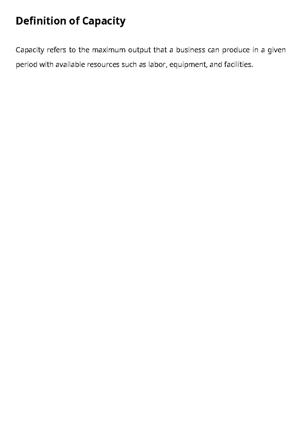 Capacity Management Presentation: Understanding Capacity Concepts - Studocu