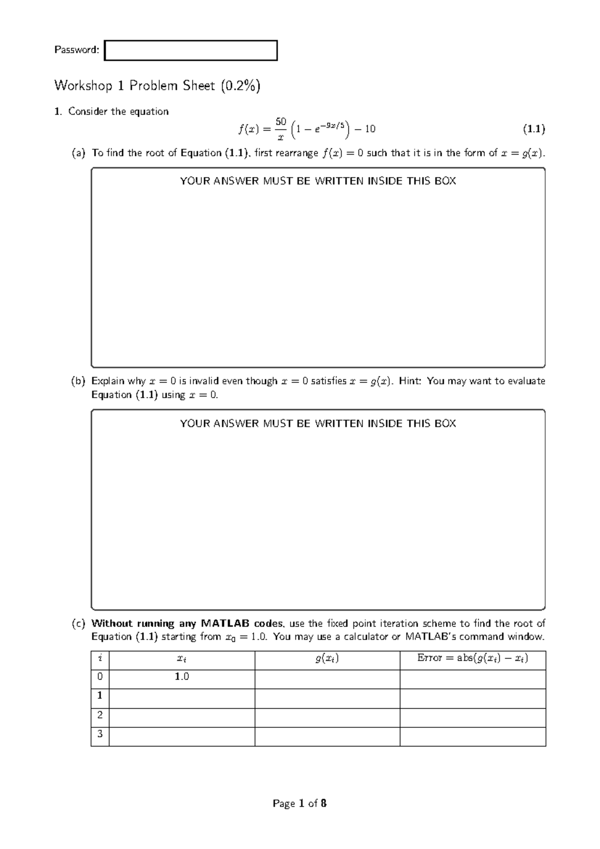 ENGR2000 Workshop 01: Problem Sheet on Root Finding & MATLAB - Studocu