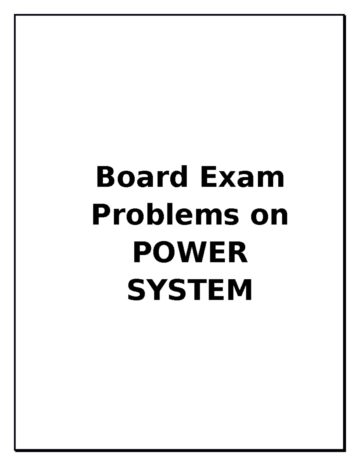Power System Analysis: Board Exam Questions and Solutions (REE) - Studocu