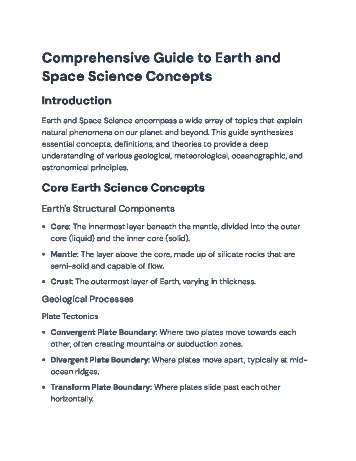 Comprehensive Guide to Earth and Space Science Concepts - Comprehensive ...
