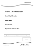 bsw2605 - Unisa - social work practice - Studocu