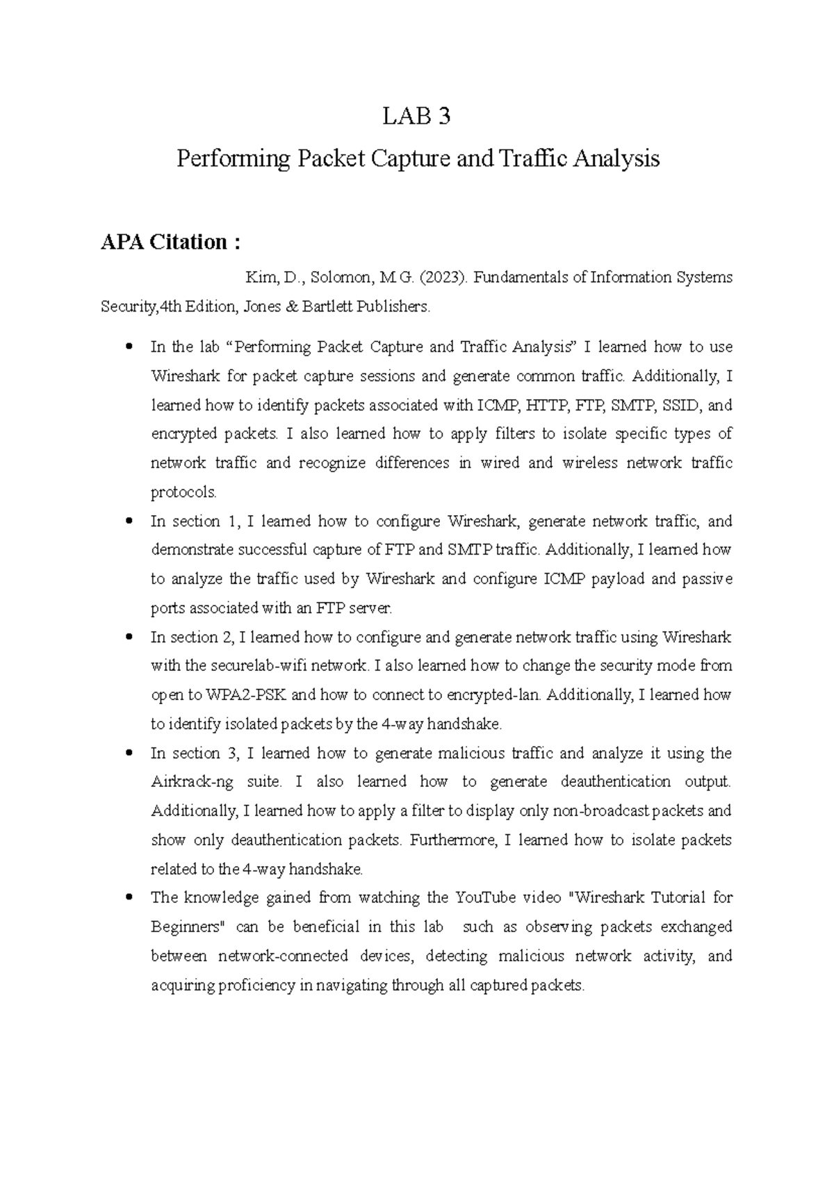 LAB 3: Packet Capture & Traffic Analysis Using Wireshark - Studocu