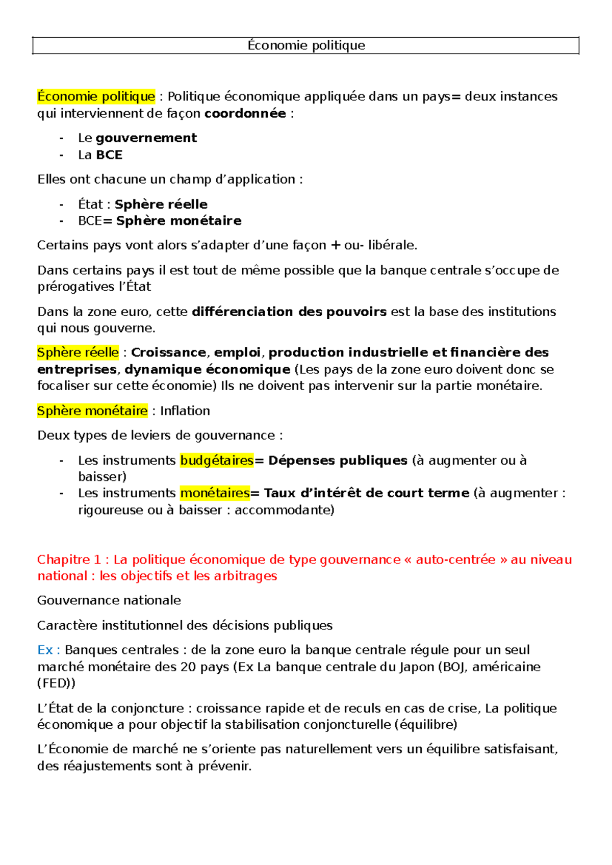 Économie Politique : Politique Économique Appliquée (Cours Éco 101 ...