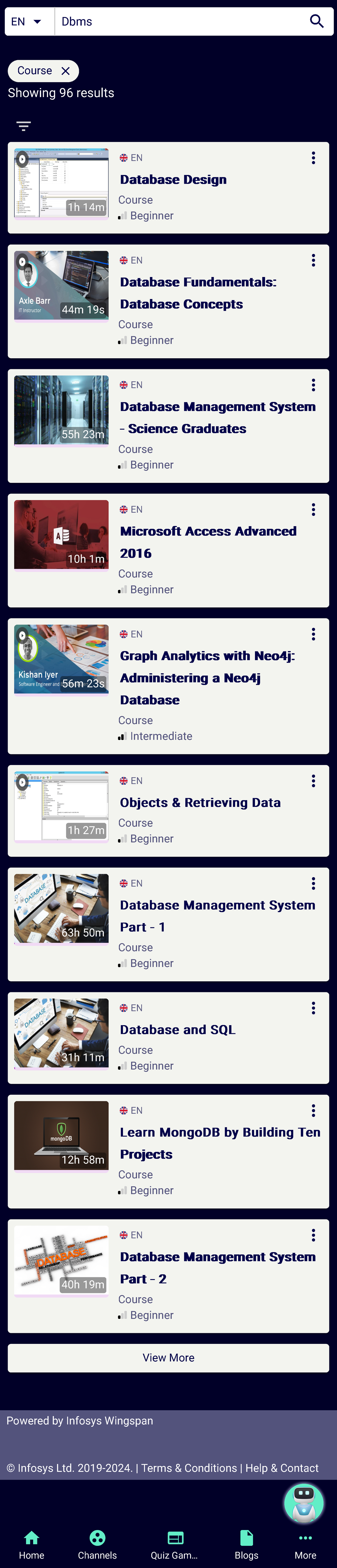 Springboard Database Course Search Results - Infosys - Studocu