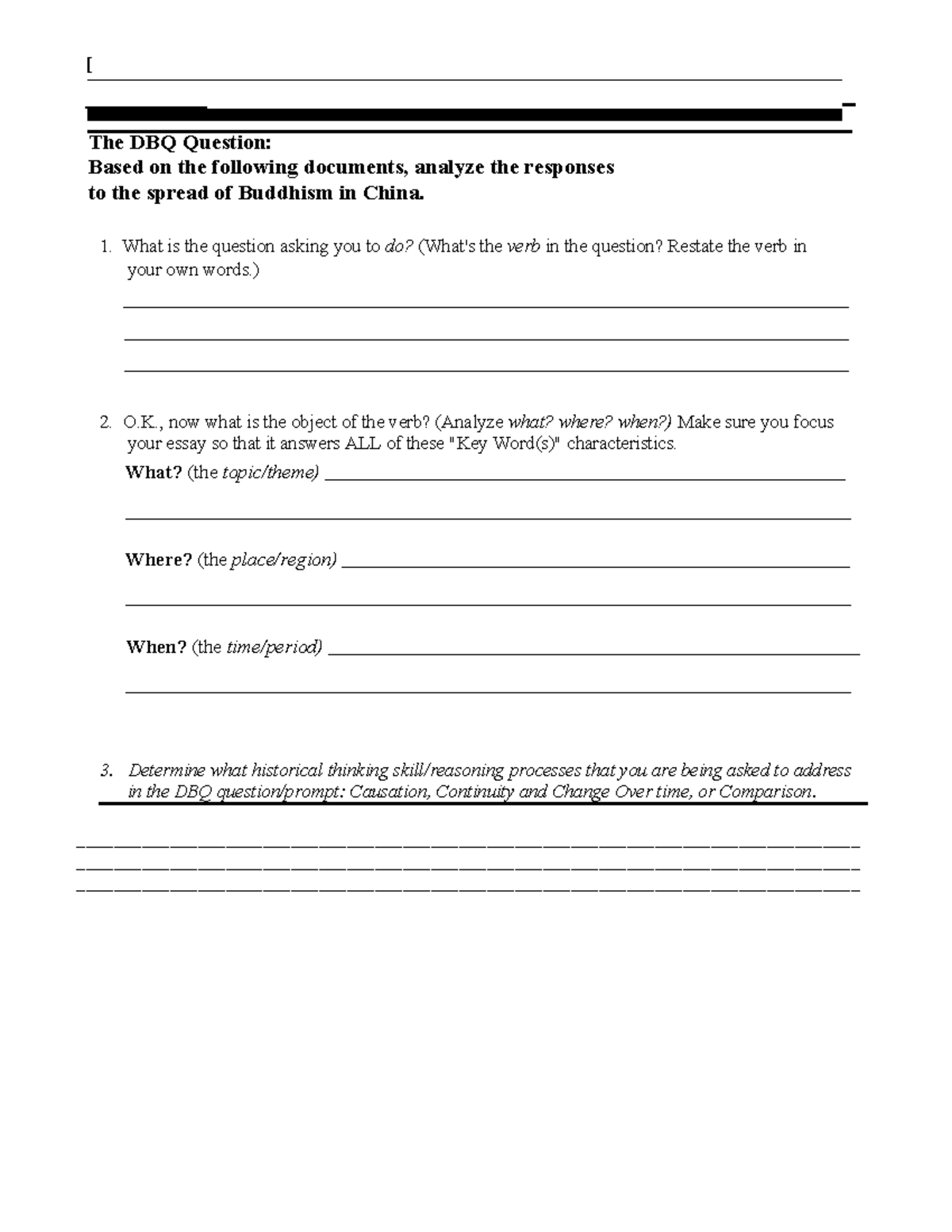 Breaking Down the Question 1 - The DBQ Question: Based on the following ...
