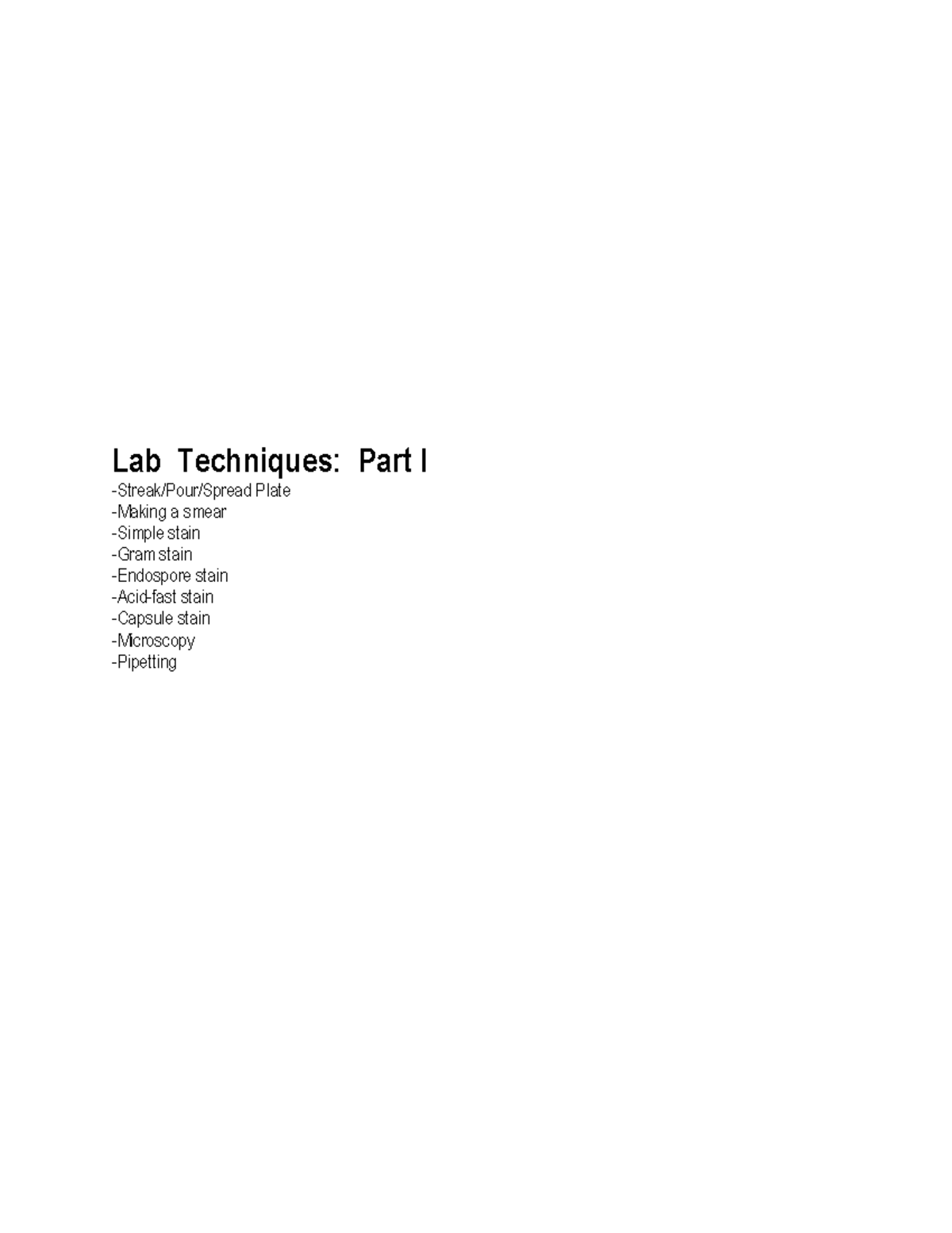 Biology 3116 Lab Techniques General Microbiology Methods Part I Studocu