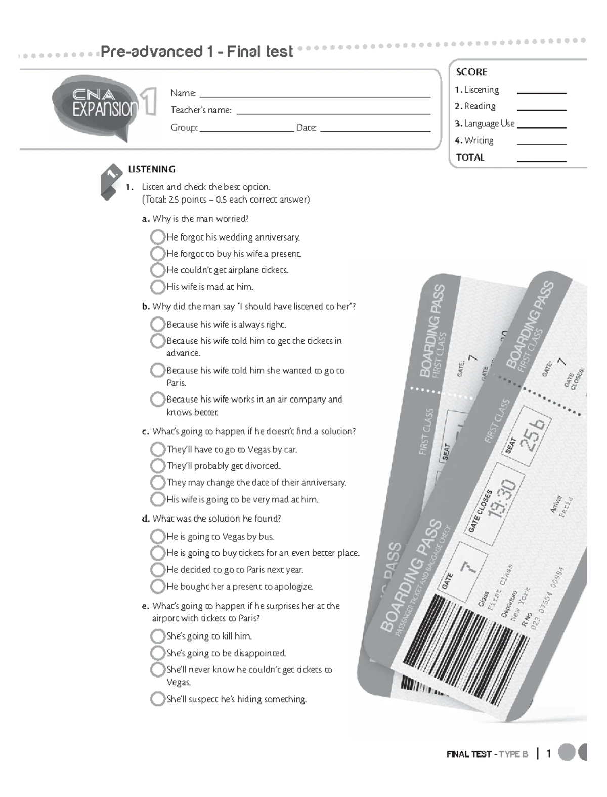 671631646 Pre Advanced 2 Final Written Test Type B Review Guide - Studocu