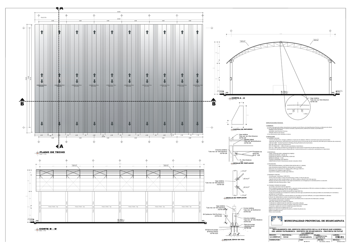 Planos De Estructura Metalica Para Techo De Lamina En Dwg Autocad B